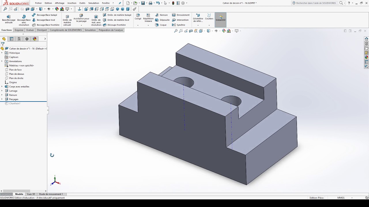 CM1 TD-Sup n°16 Dessin 3 vues - Visualisation 3D Pièce Coulisseau de ...