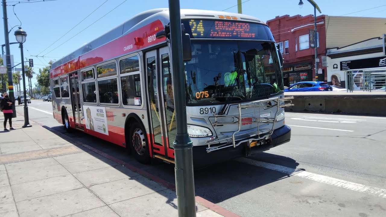 SF Muni 2018 New Flyer XDE40 8910 on Route 24 Divisadero - YouTube