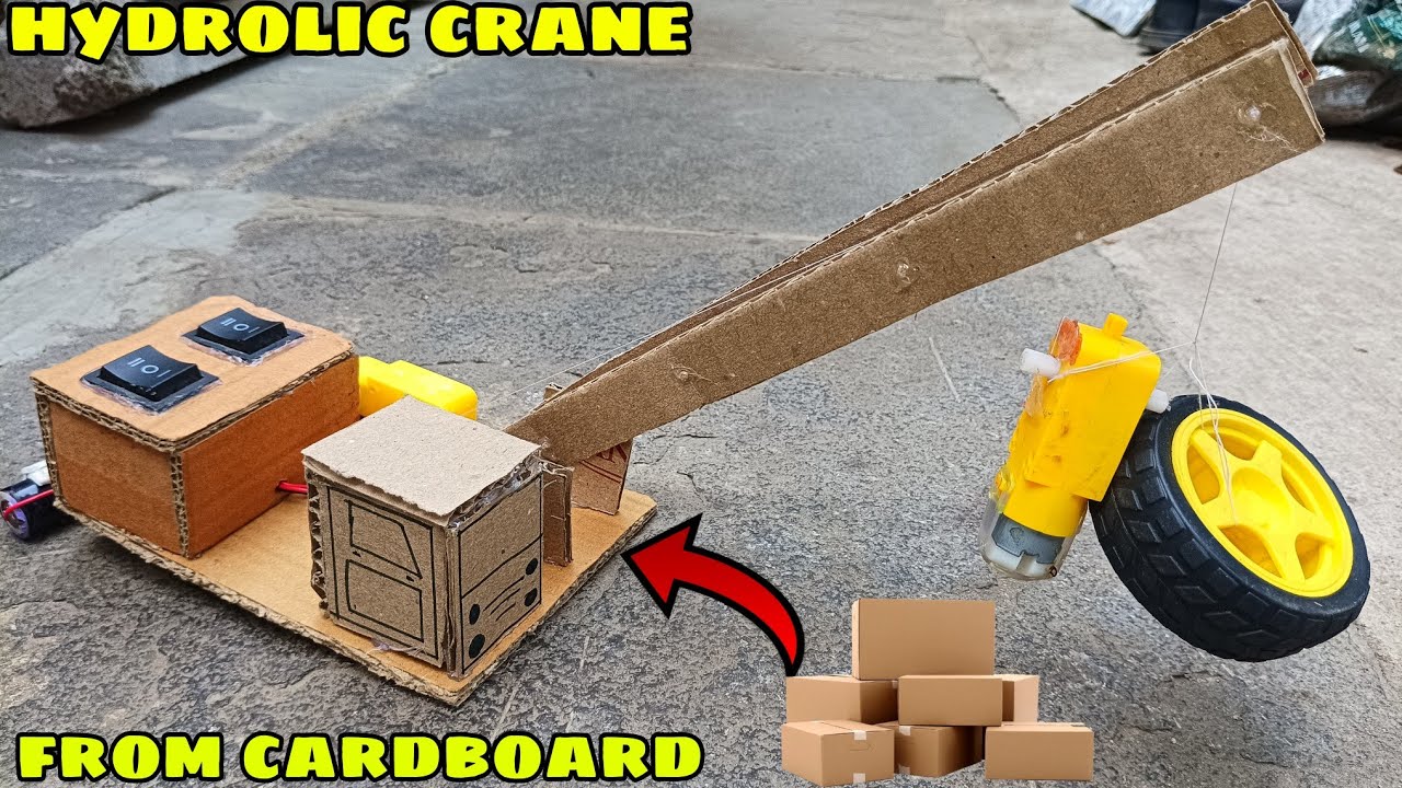 How to make diy hydrolic crane / from cardboard / diy crane - YouTube