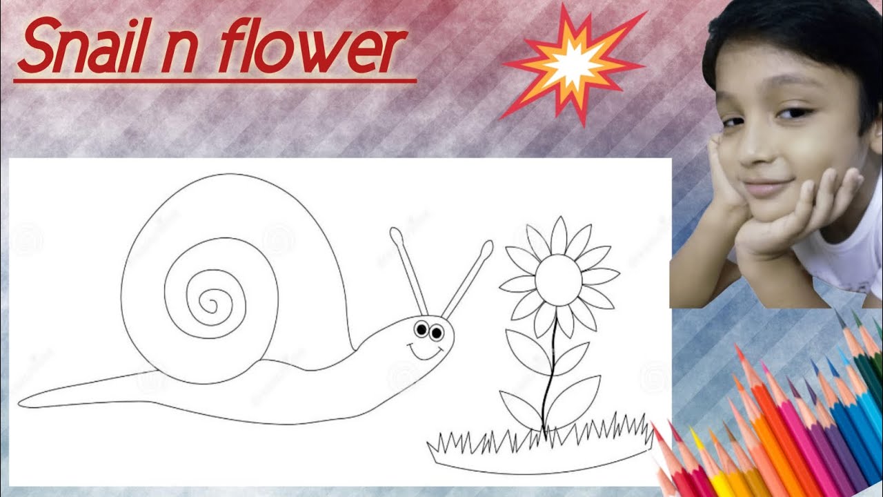 Sluggy snail - flower coloring | Pencil coloring | coloring kid ...