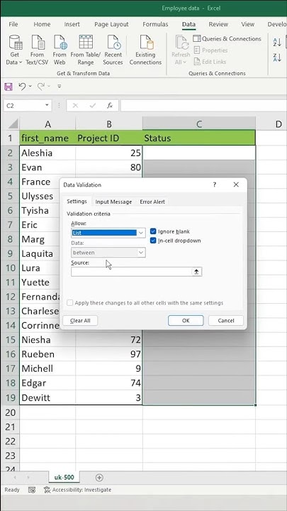 Dynamic #Excel Data Validation: How to Use Formulas and Lists - YouTube