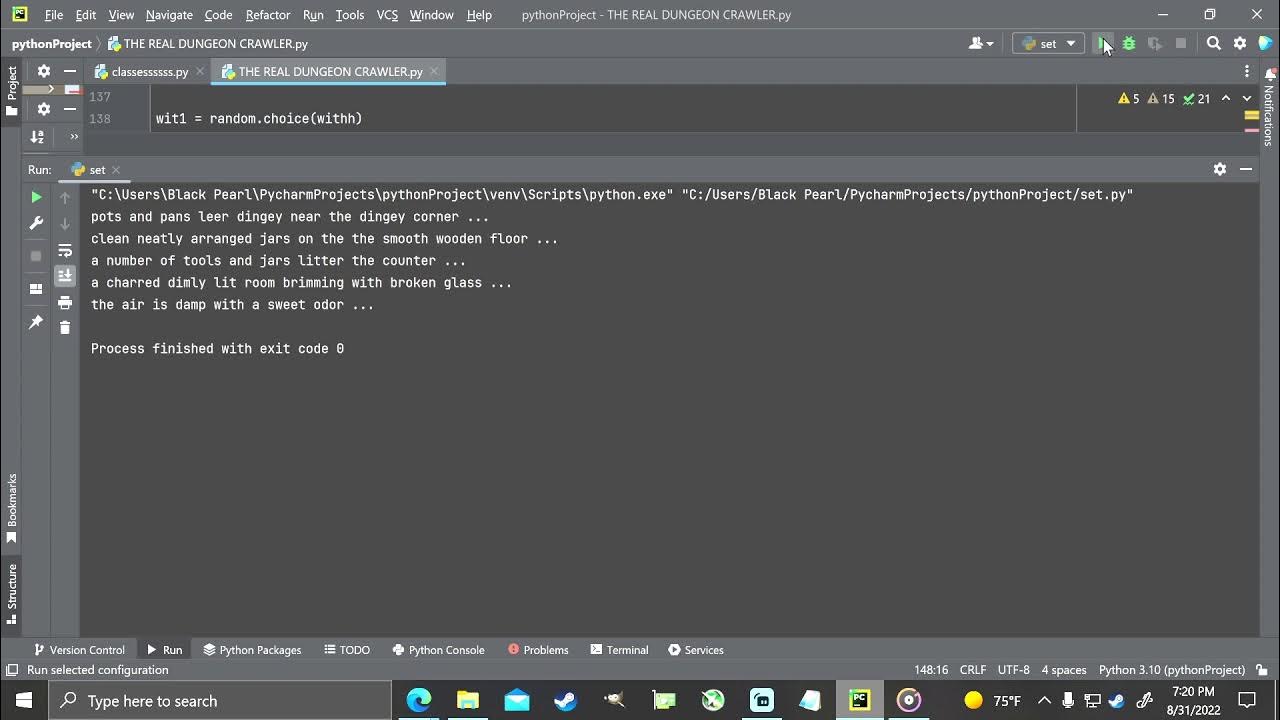 Python basic DnD Dungeon Crawler Madlib Generator... Hey it works - YouTube