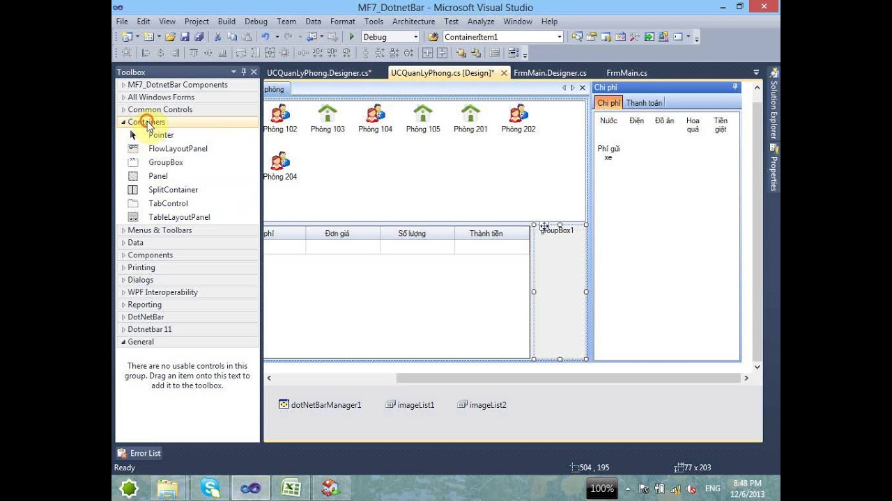 MF7 Dotnetbar Su dung Dotnetbar Manager Part 2 - YouTube