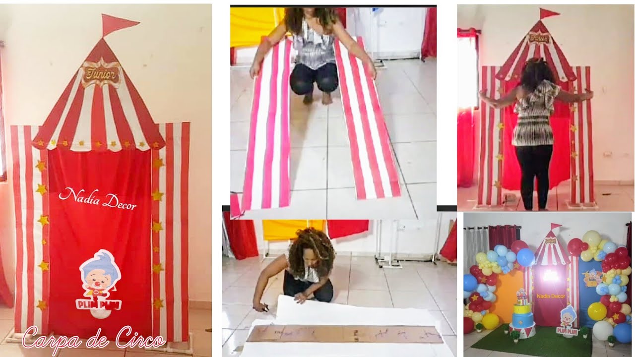 DIY 🎪Como hacer CARPA DE CIRCO con Cajas de Cartón📦Temática 🤡PLIM PLIM🤡 ...