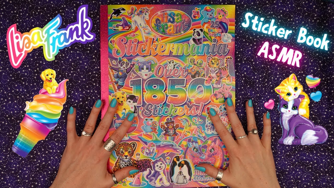 ASMR Lisa Frank Sticker Book 🌈 (Page Flipping, Tracing, Whispering ...