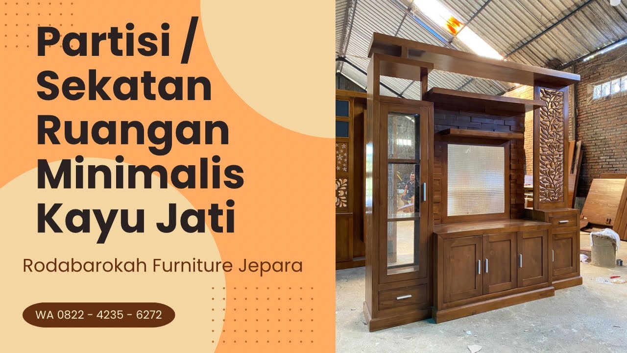 Partisi sekatan ruangan minimalis kayu jati jepara motif ukiran daun ...