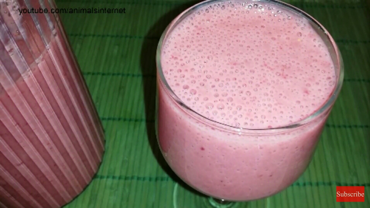 Strawberry milkshake with soy milk: how to. FullHD 1080p - YouTube