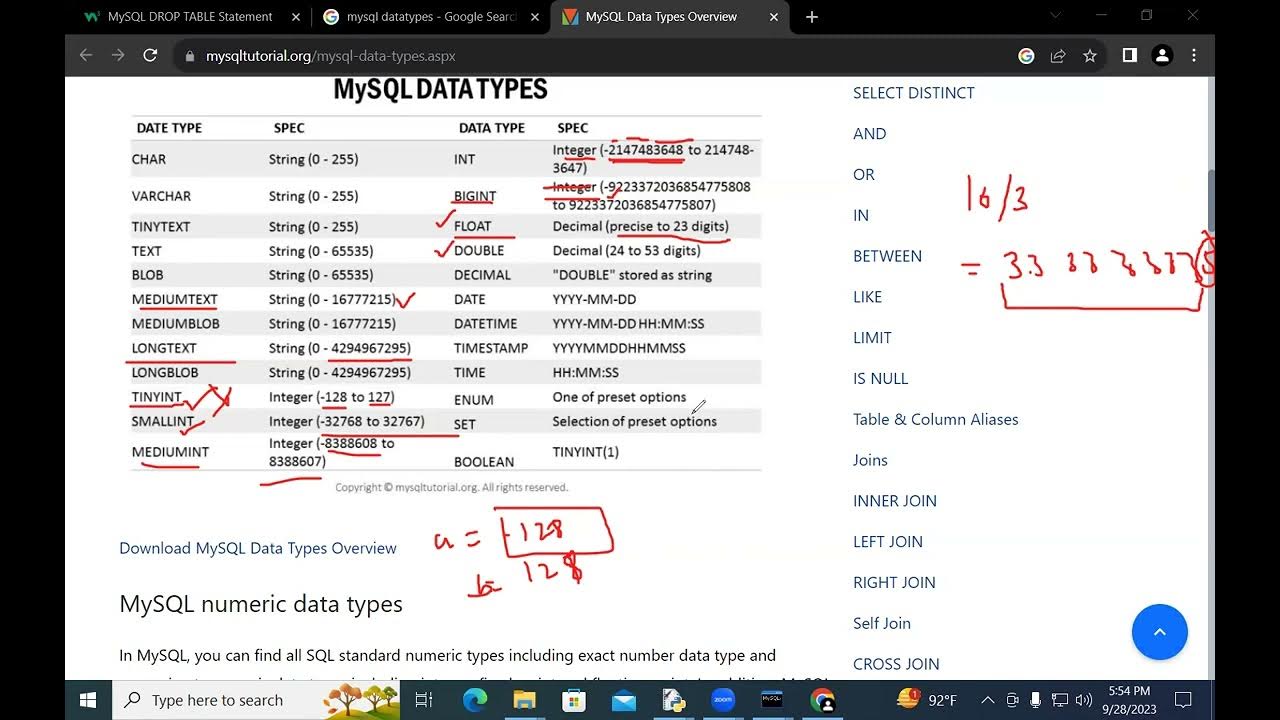 MySQL Introduction create table ,create database, datatype of mysql Part 2 - YouTube