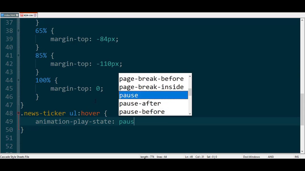 How To Make News Ticker Slide Vertically By Using Html And Css Youtube 5024
