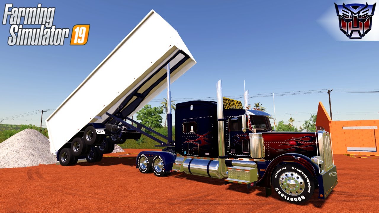 Farming Simulator 19 - PETERBILT 388 OPTIMUS PRIME Dump Truck Unloads ...