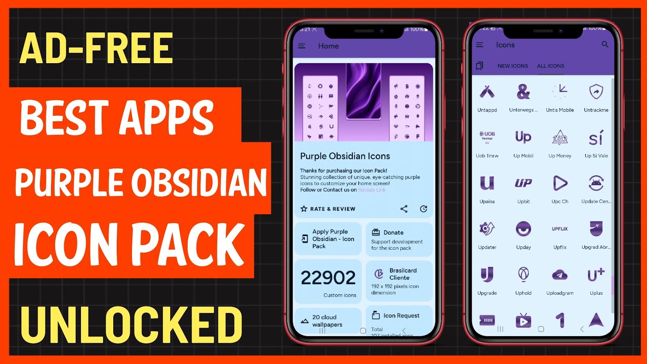 Best Free Purple Obsidian Icon Pack App for Android - YouTube