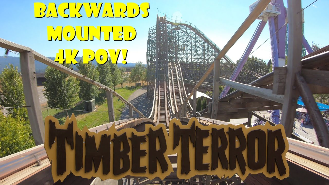 Silverwood Theme Park Timber Terror Roller Coaster Backwards Mounted 4K ...