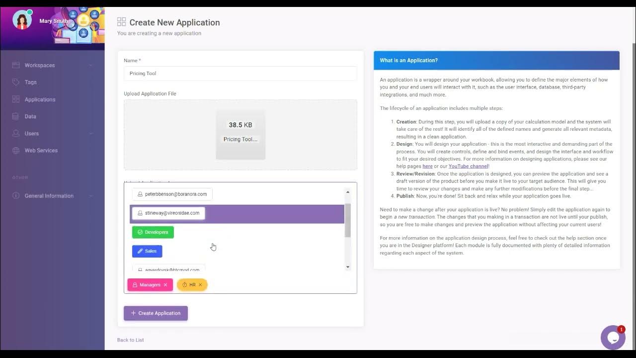 How to Create a New Application in SpreadsheetWeb Hub - Manual Process - YouTube