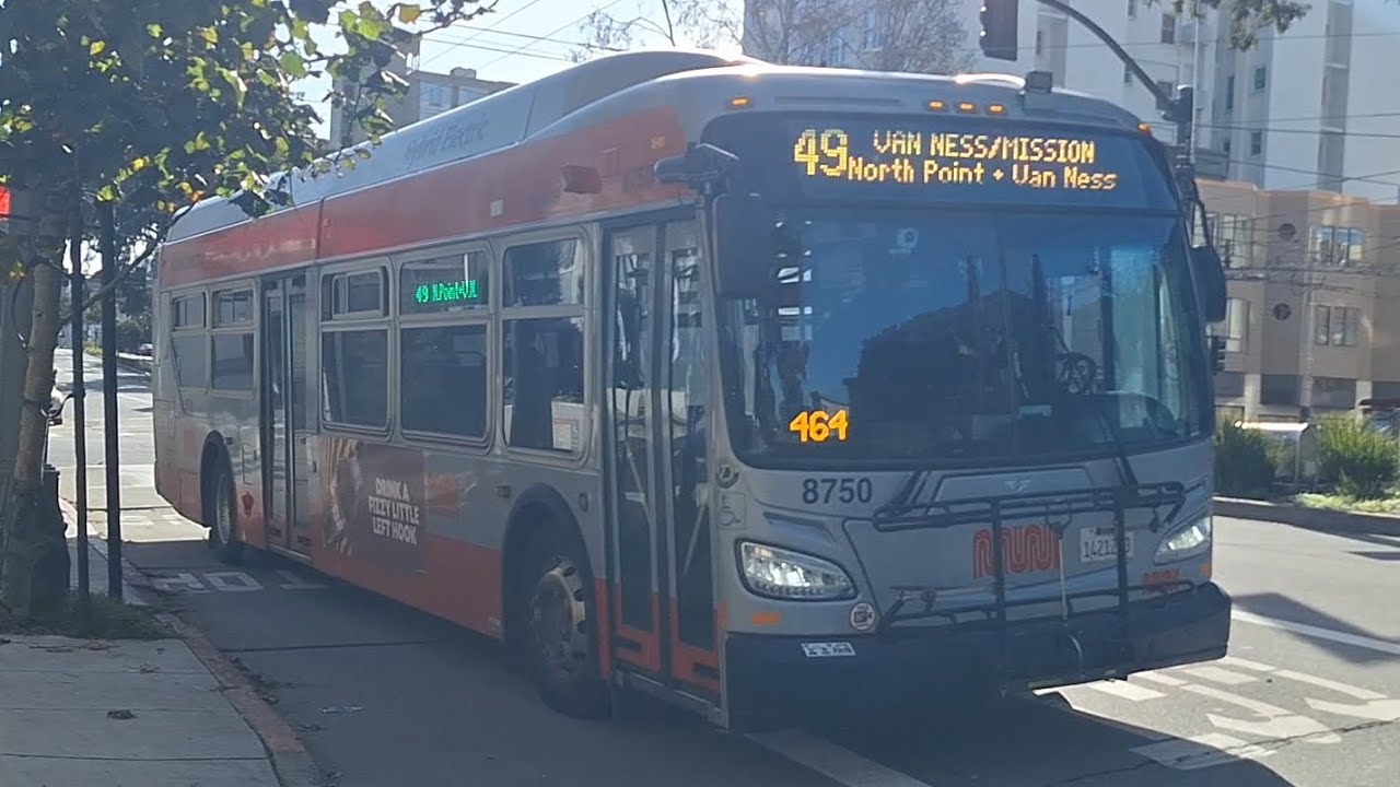 Rare!! SF Muni 2013 New Flyer XDE40 #8750 on 49 Van Ness/Mission - YouTube