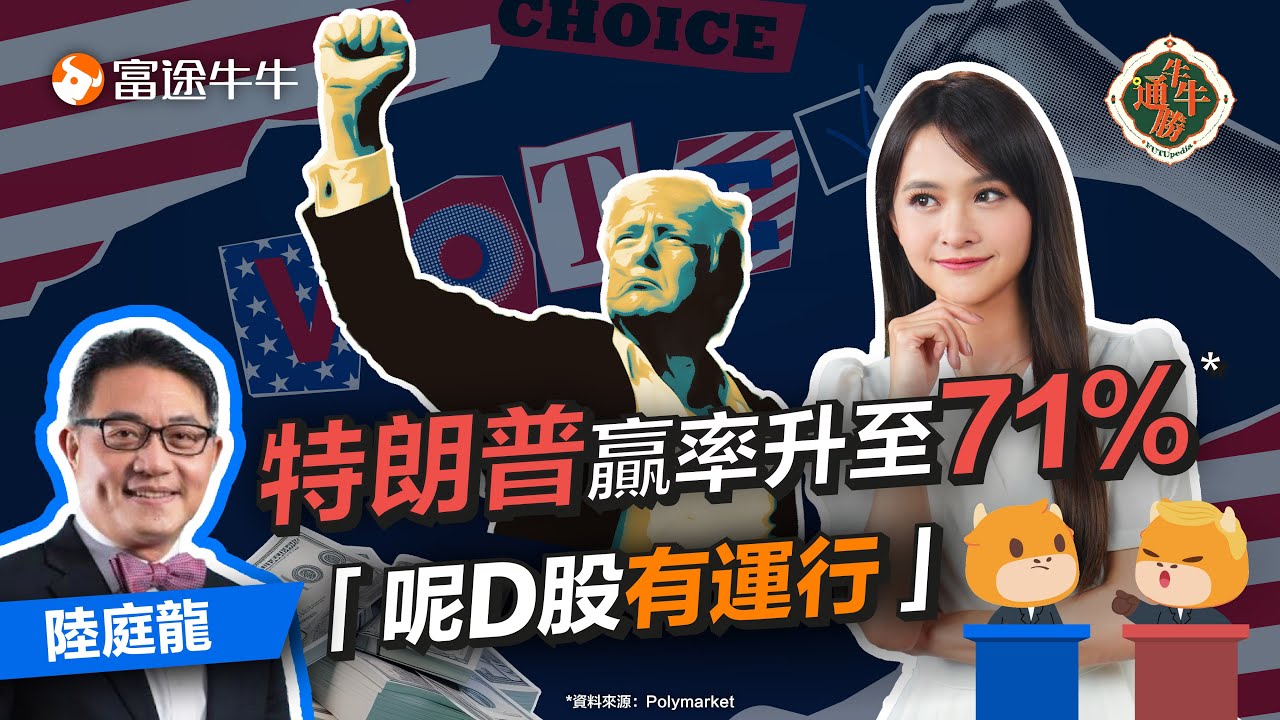 當選率達90％！呢啲板塊一齊跑出?! 陸庭龍：但呢個人當選或會拖慢減息步伐 【牛牛通勝】EP116 #富途牛牛 #美國大選 #特朗普 #拜登 ...