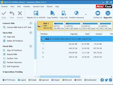 عملاق تقسيم والتحكم في البارتشن MiniTool Partition Wizard Pro serial ...