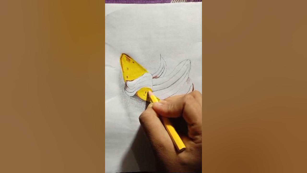 Realstic banana drawing how to draw banana সহজে কলার ছবি আকা #drawing # ...