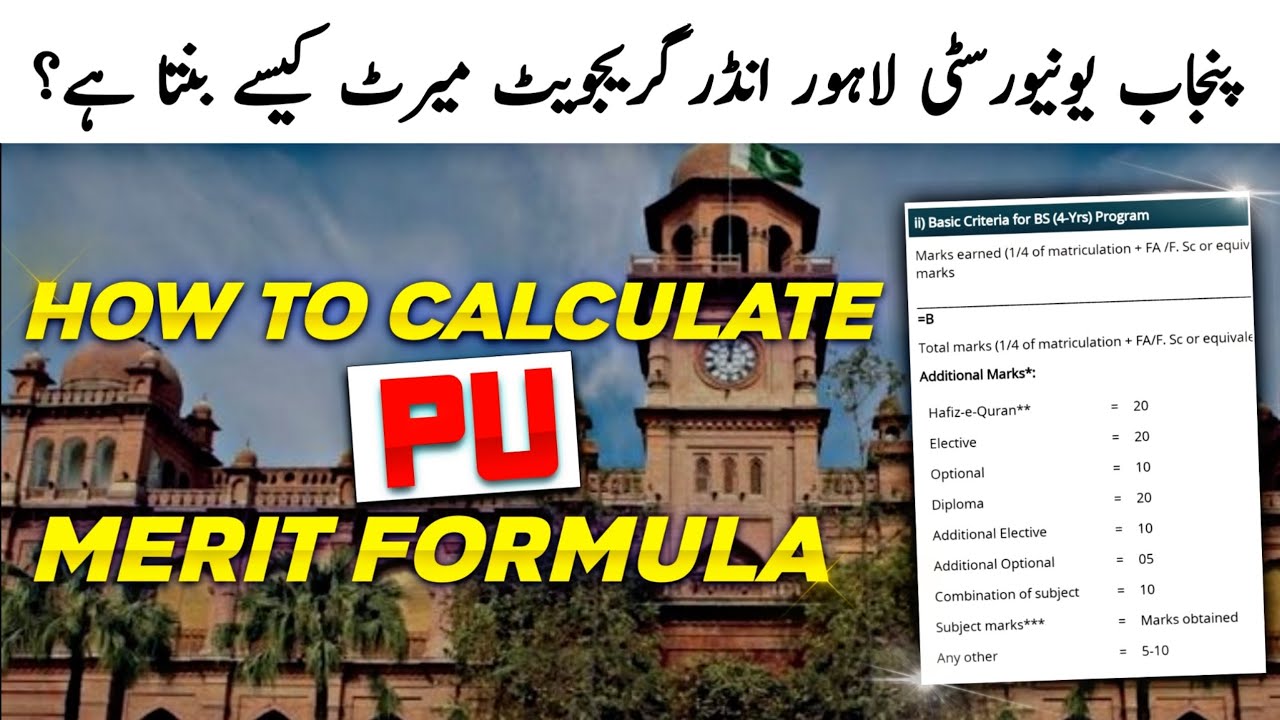 How to Calculate PU Merit formula | BS Merit Calculator | PU Closing ...