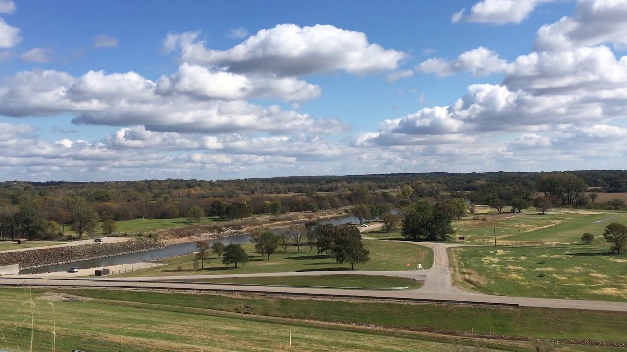Delaware River as it flows from the Perry Lake Reservoir Kansas 10-2019 ...