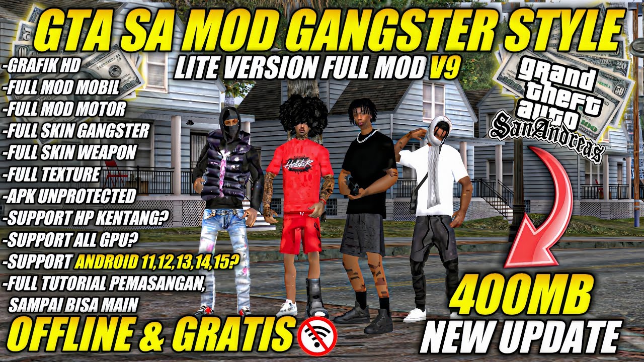 SHARE‼️GTA SA GANGSTER STYLE FULL MOD MOBIL + MOD MOTOR & FULL SKIN‼ ...