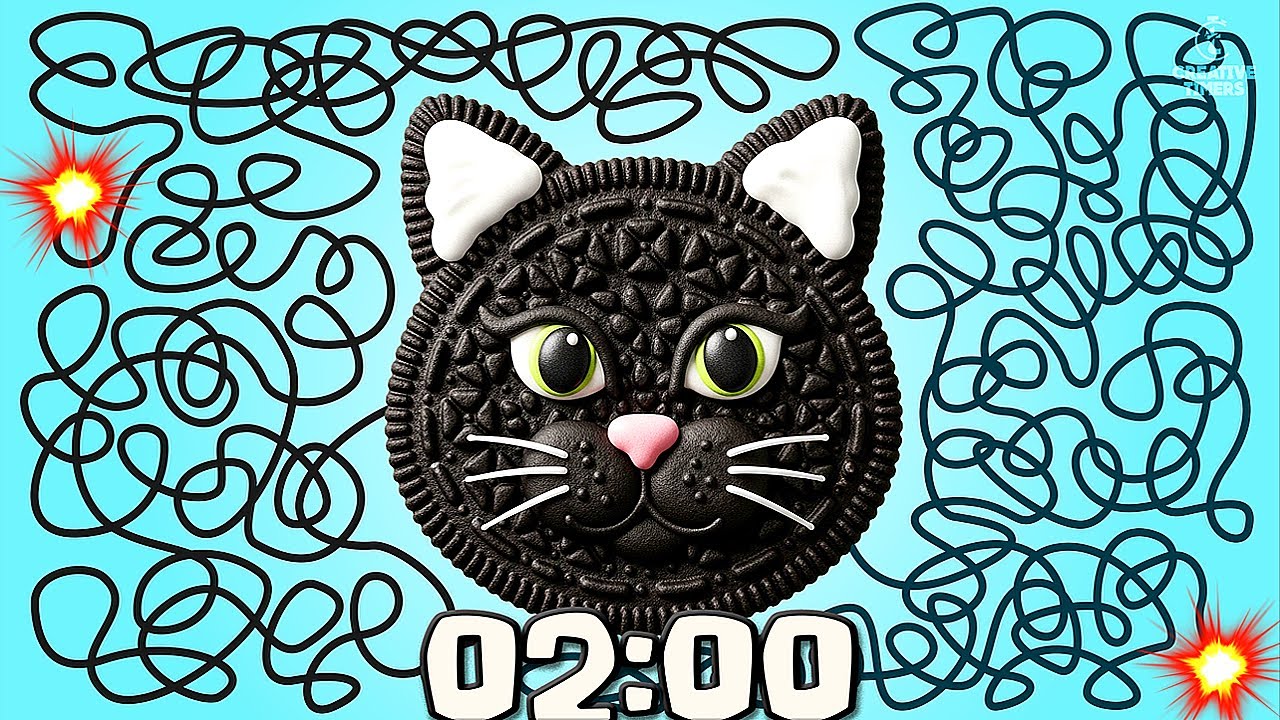 2 MINUTE Timer - BLACK CAT (COOKIE BOMB) 😺 🍪 Classroom Countdown With ...