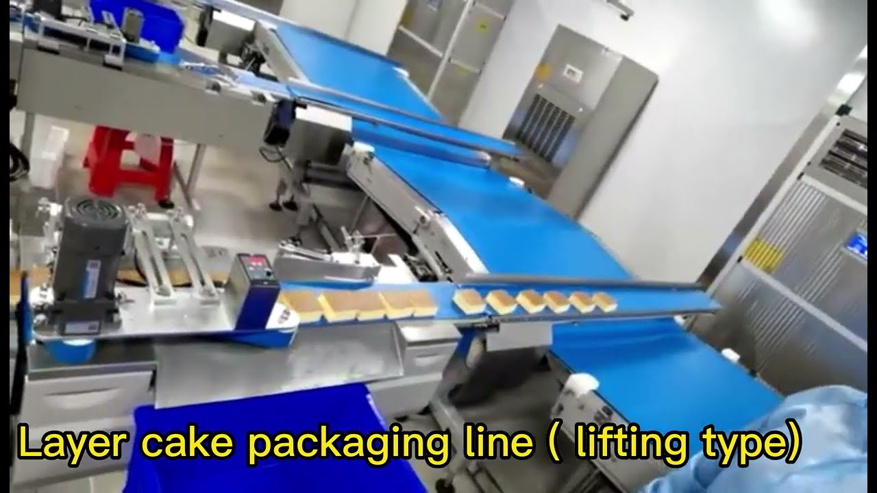 Layer cake packaging line lifting conveyor, layer cake flow packaging ...