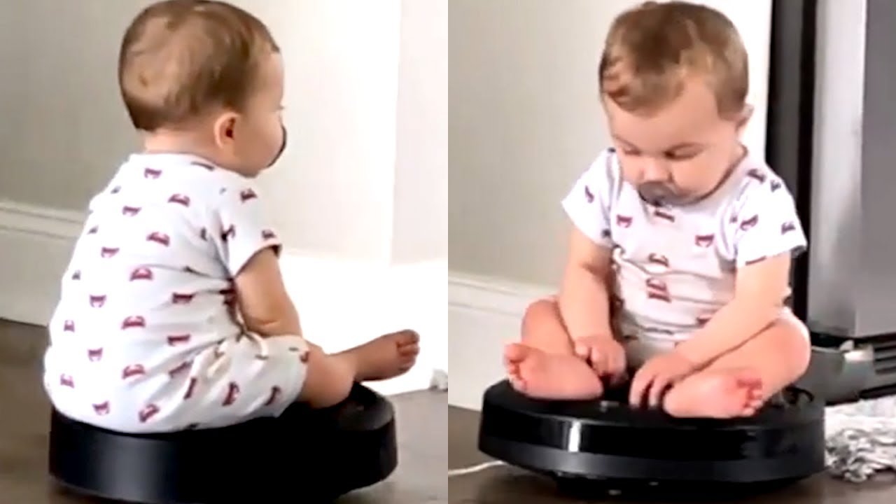 Baby Rides A Roomba - YouTube