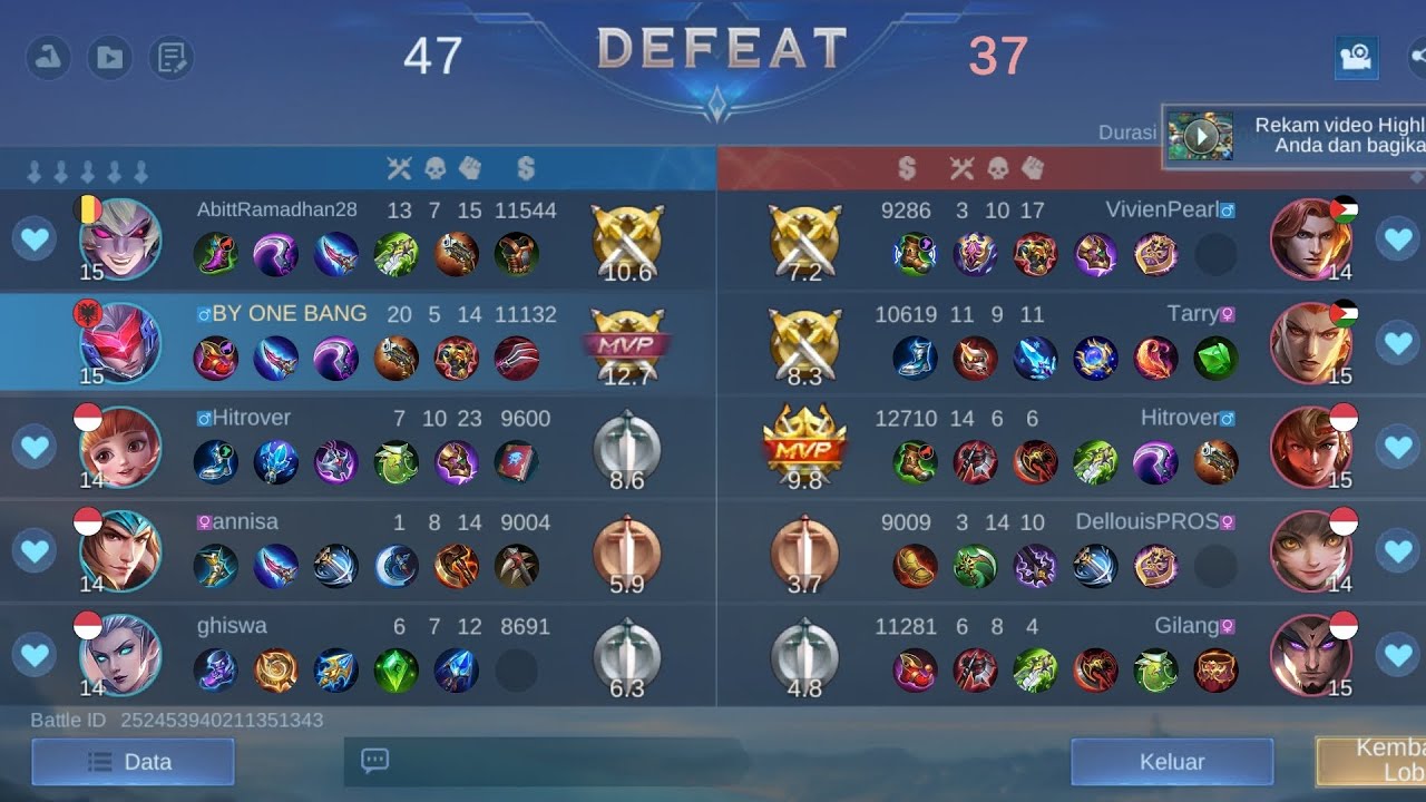 main ml || Defeat terus😤 || Bikin emosi😤😭😭 #gameplay #mobilelegends # ...