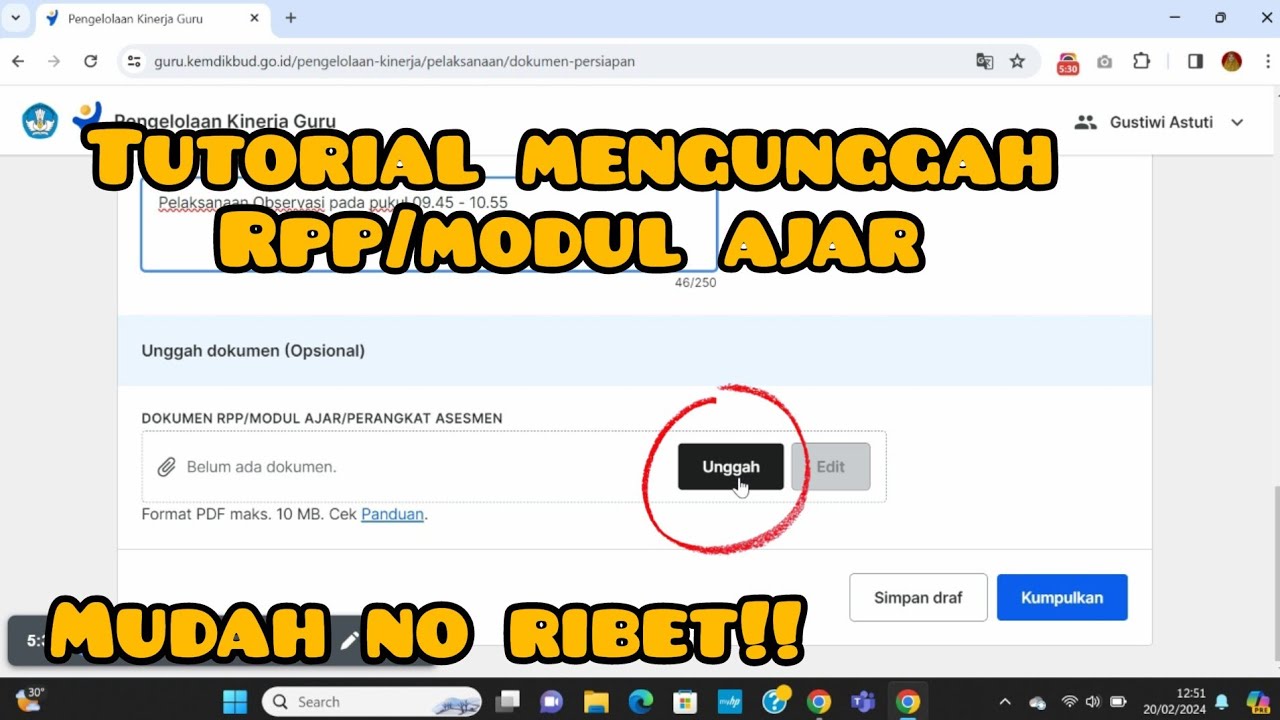 Tutorial Cara Mengunggah RPP/Modul Ajar pada Aplikasi PMM #pmm #tutorial #ekinerja - YouTube