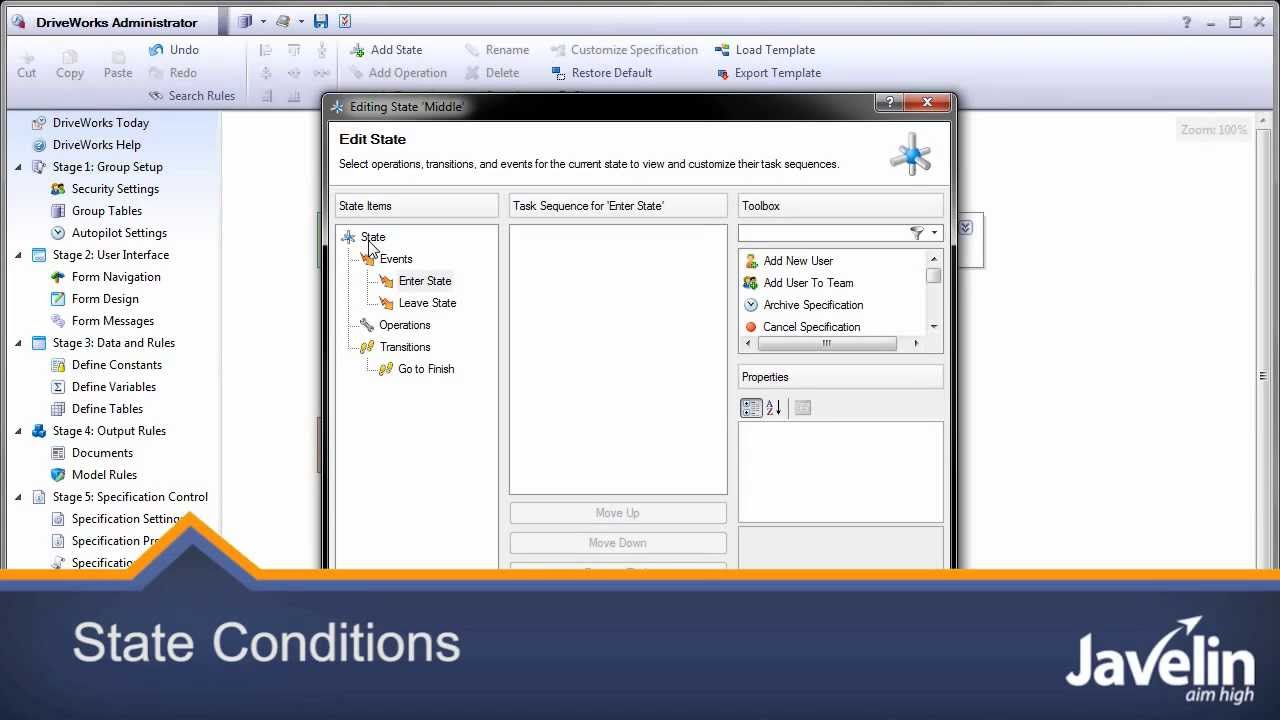 DriveWorks Tutorial: Specification Flow (4 of 5) - State Conditions - YouTube