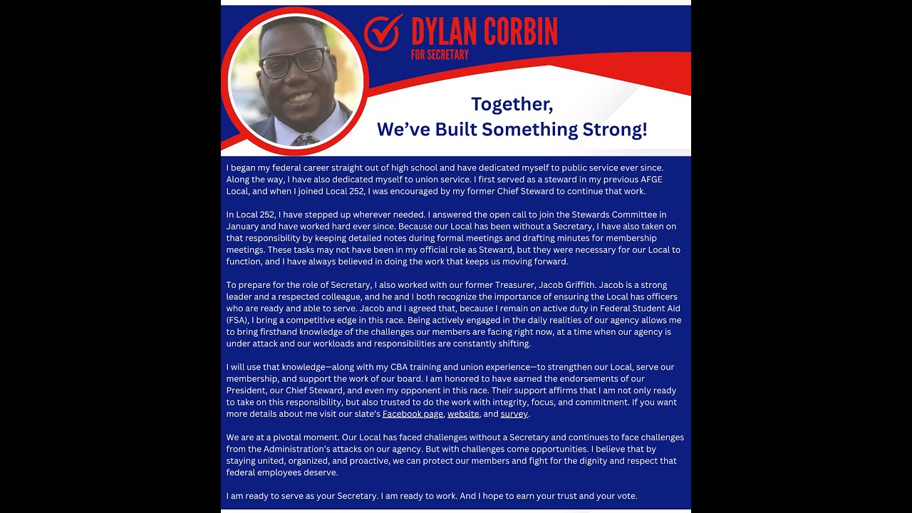 Conversation with Dylan Corbin, AFGE 252 Candidate for Secretary - YouTube