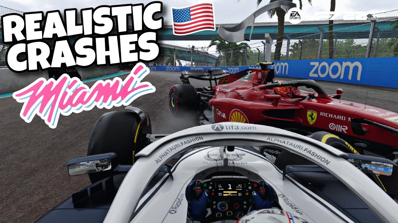 REALISTIC F1 CRASHES MIAMI GP! - YouTube