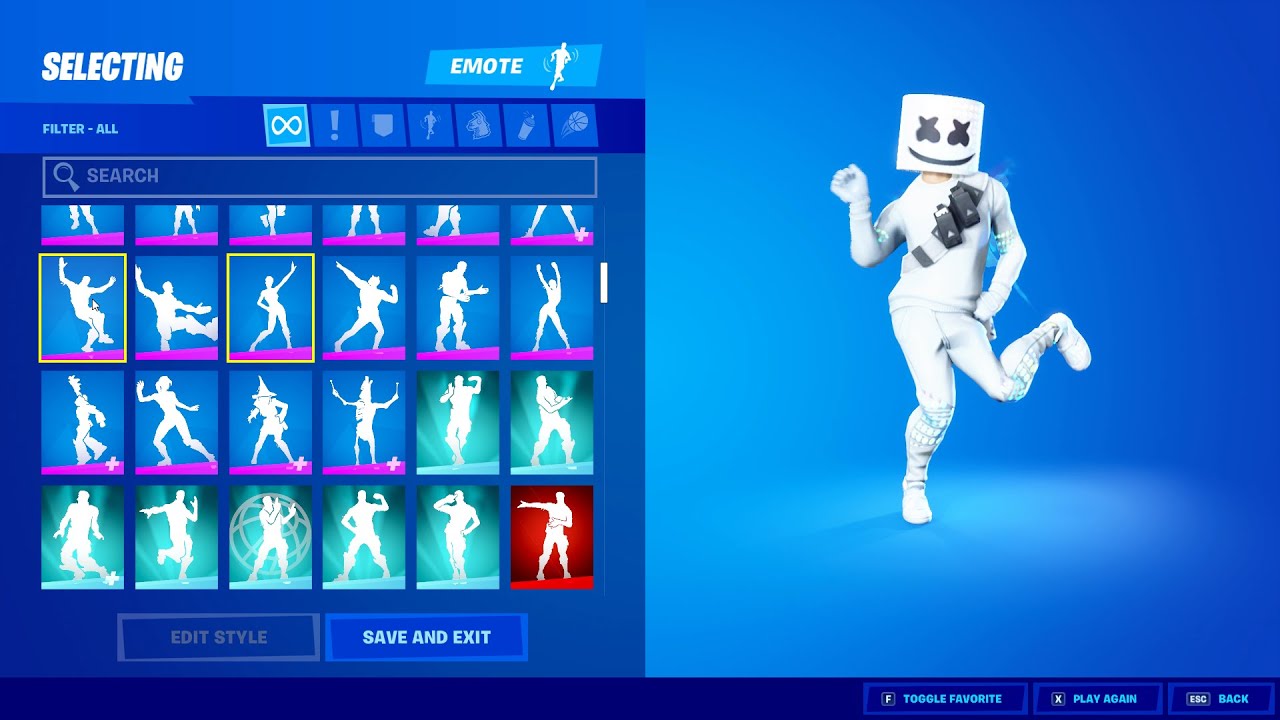 Marshmellow skin showcase with all my emotes | fortnite battle royale ...