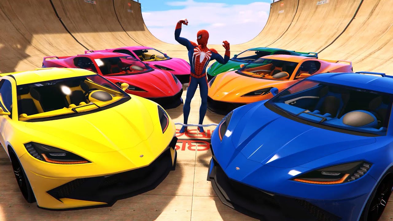 GTA 5 SPIDER-MAN and SPEAKERMAN STUNT CHALLENGE RAMP WITH SUPERHEROES ...