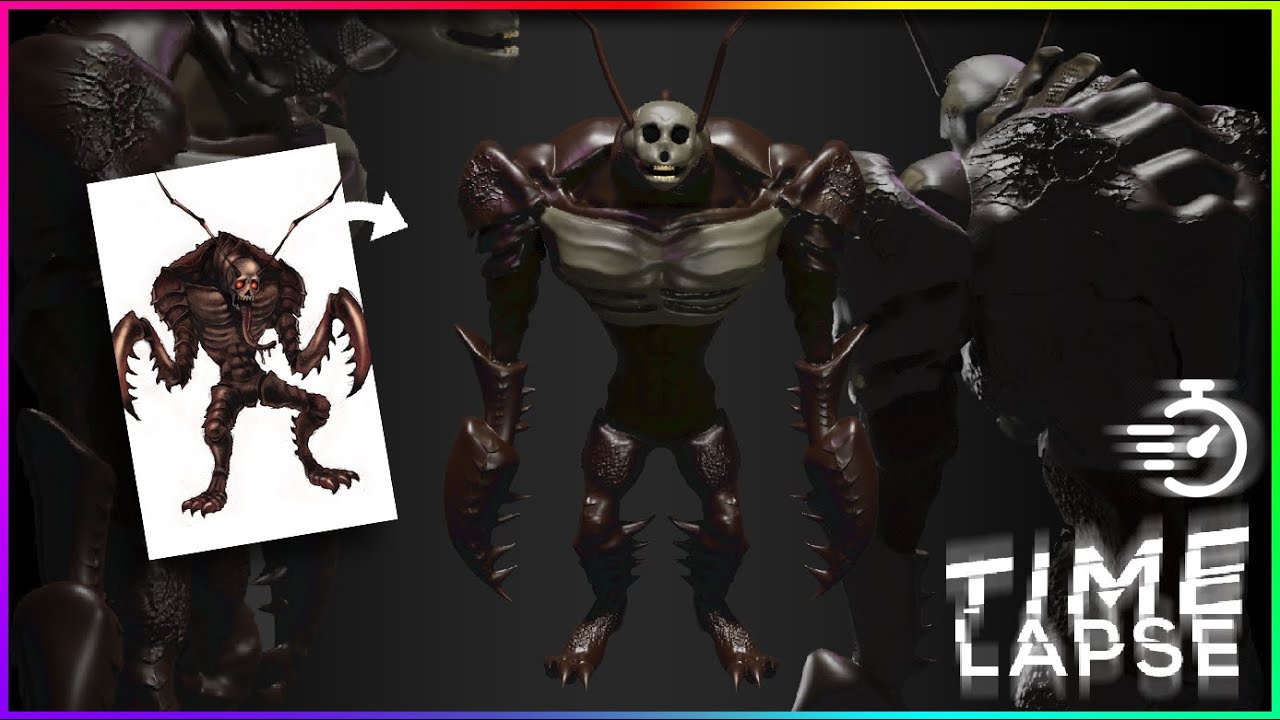 Alien Cockroach Modelling from drawing - 3D Timelapse (Blender) | # ...