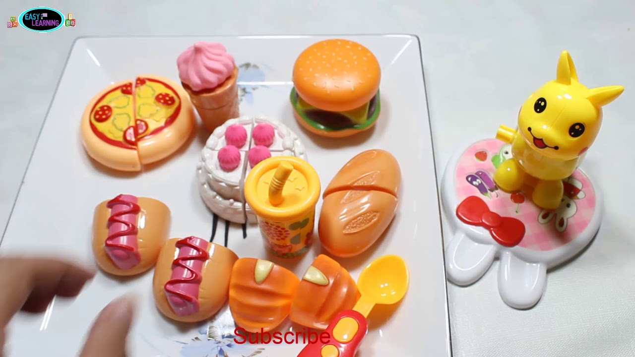 Toys Food Play with Pizza, Cake, Burger, Ice cream and Juice - EL - YouTube