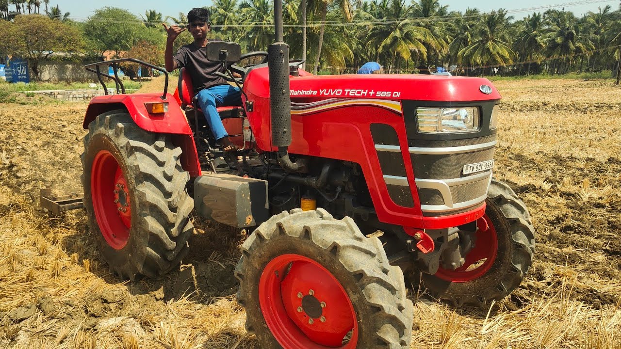 Mahindra yuvo tech plus 585 4wd tractor new cultivator goes ploughing ...