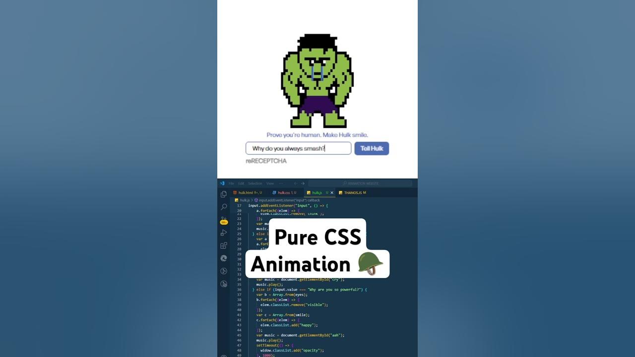 Make Hulk Smile CAPTCHA CSS Animation - YouTube