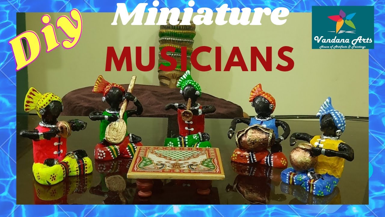 MINIATURE MUSICIANS II Clay work II Used colour bottles craft - YouTube