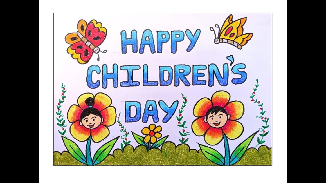 HOW TO DRAW CHILDREN'S DAY SPECIAL DRAWING/HAPPY CHILDREN'S DAY CARD ...