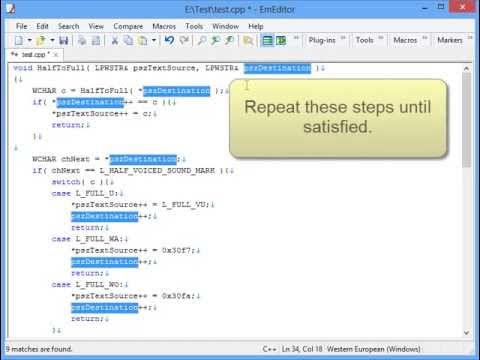 EmEditor Professional 13 multiple selection features - YouTube