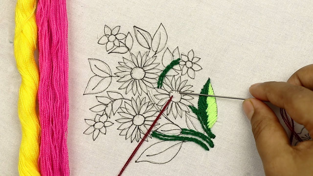 Ultra modern Yellow Embroidery Design with a selected hand embroidery ...