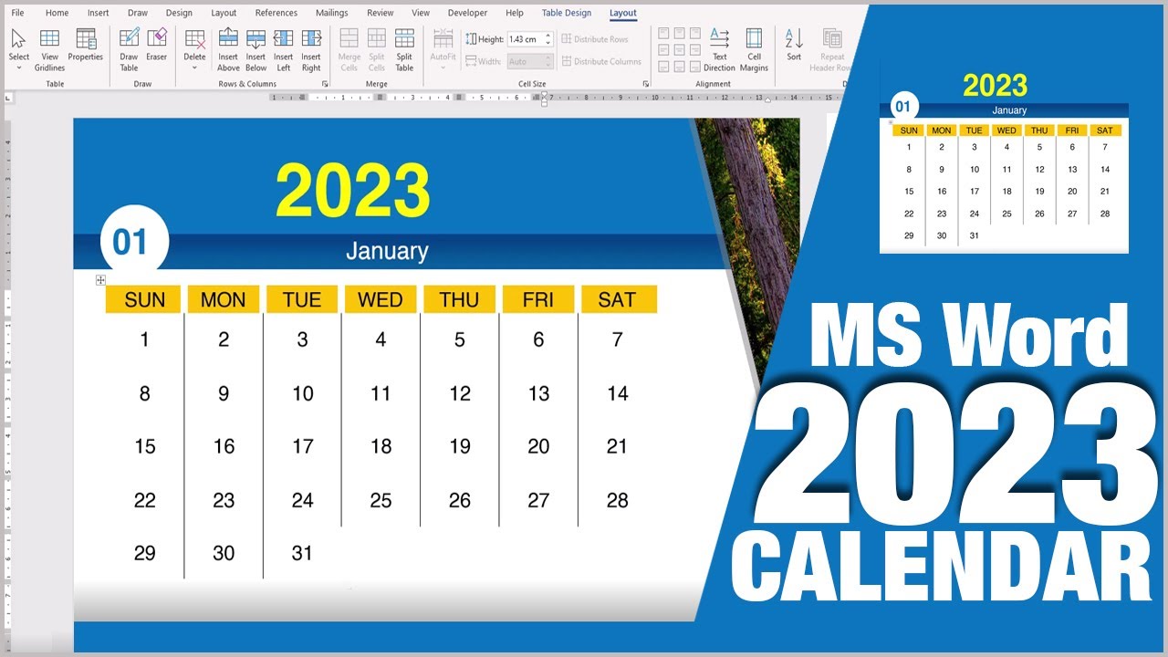Creating a 2023 Calendar in Microsoft Word || Word calendar template ...