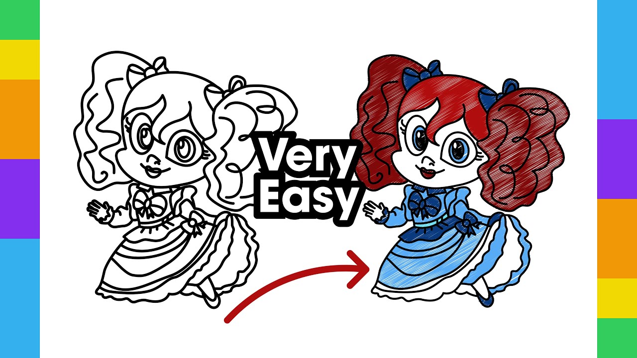 Poppy Playtime Doll Coloring Pages - draw poppy doll - YouTube