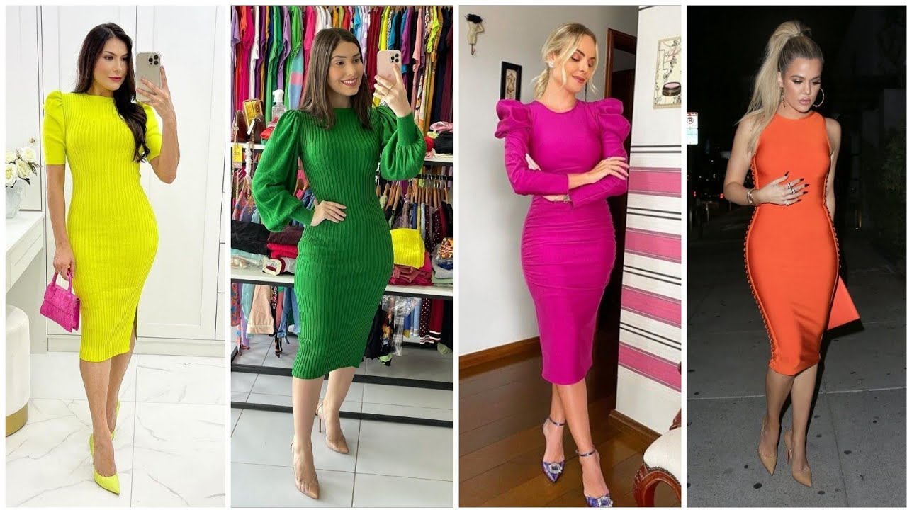 Eye catching colors of bodycon dress outfit#2023 - YouTube