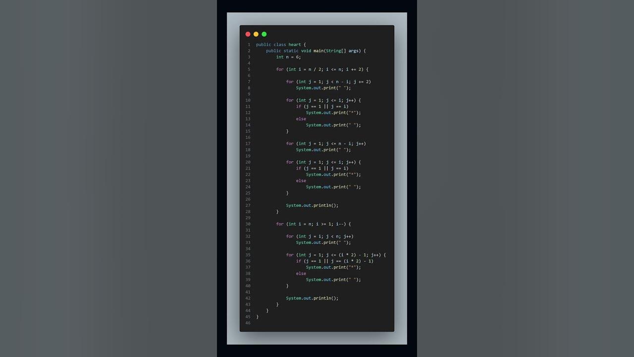 Heart made of star pattern in Java. #java #tech #coding #webitech #reactjs #webmistri # ...