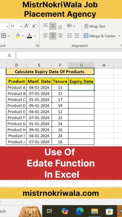 Edate Formula in Excel | How to calculate Expiry Date of Products in ...