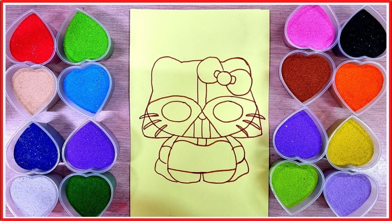 Hello Kitty sand painting toys | How to coloring Hello Kitty | Sand art ...