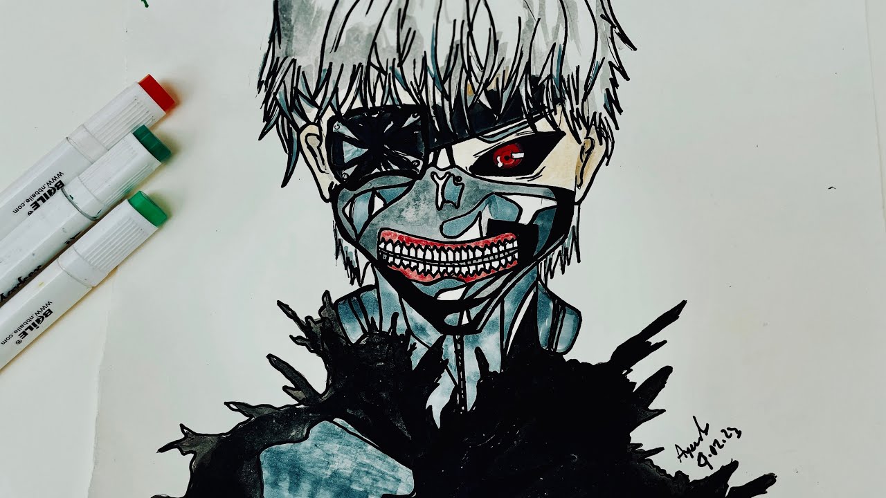 How to draw ken kaneki step by step/ Easy anime drawing for beginners ...