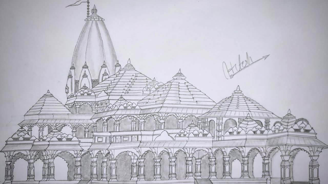 Ayodhya Ram mandir | pencil sketch | DYI | jai shree ram - YouTube